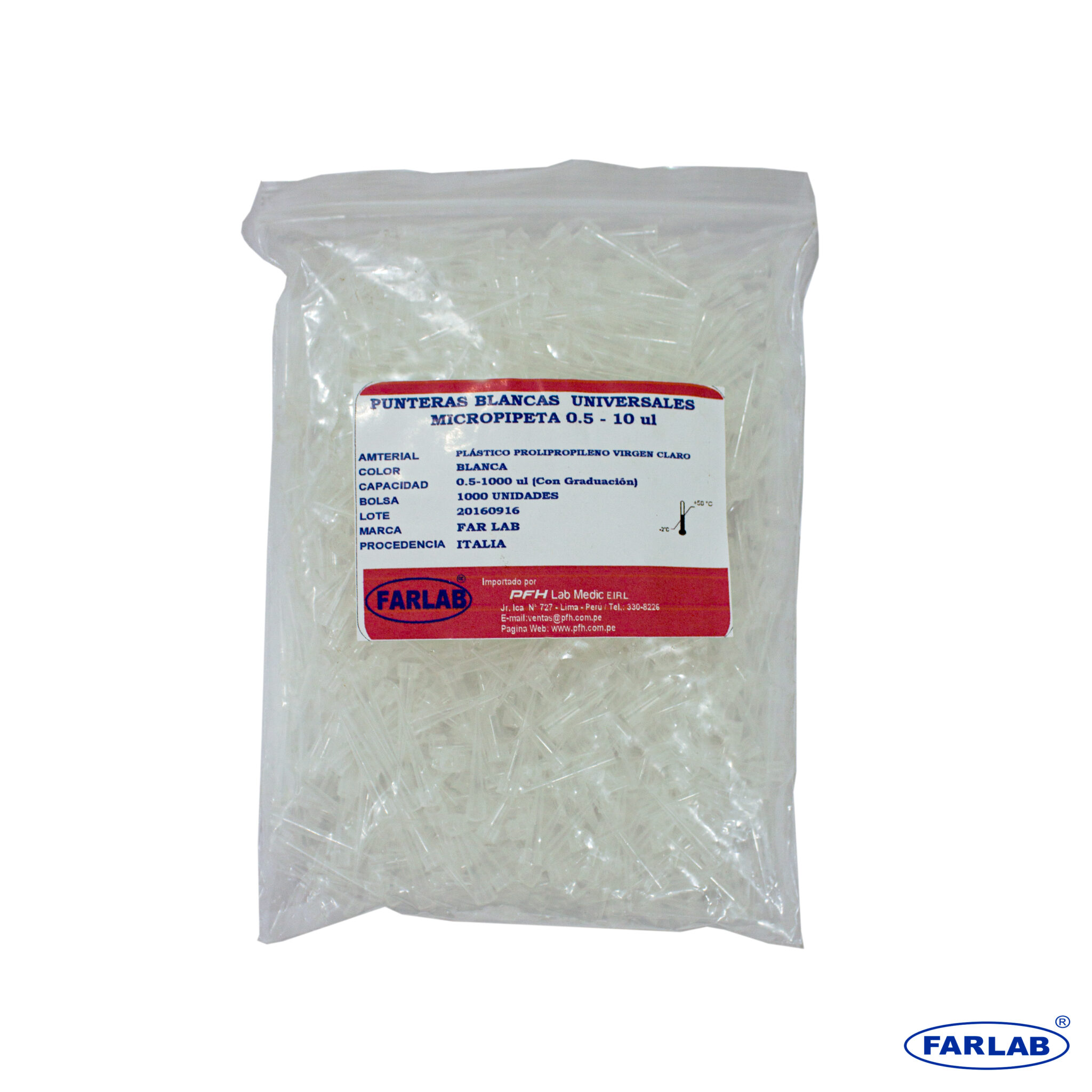 PUNTERAS BLANCAS UNIVERSALES MICROPIPETA 0.5-10UL - PFH